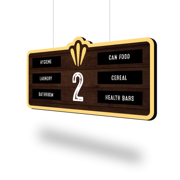 Blissful Grain 3 Row Aisle Marker Stylish and Effective Aisle Signage ...