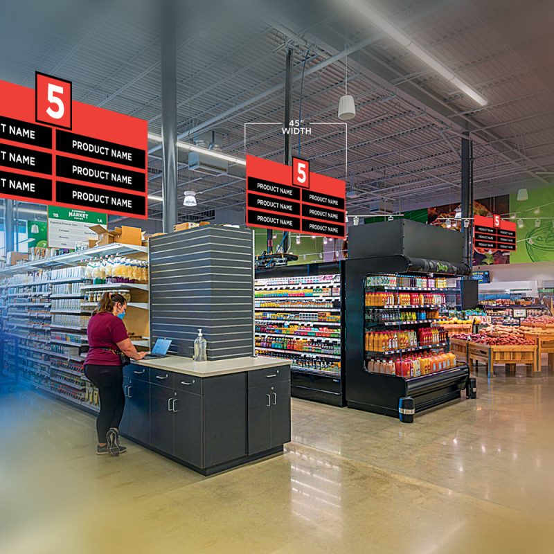 Big Block 3 Row Aisle Marker Powerful and Clear Aisle Signage Solution