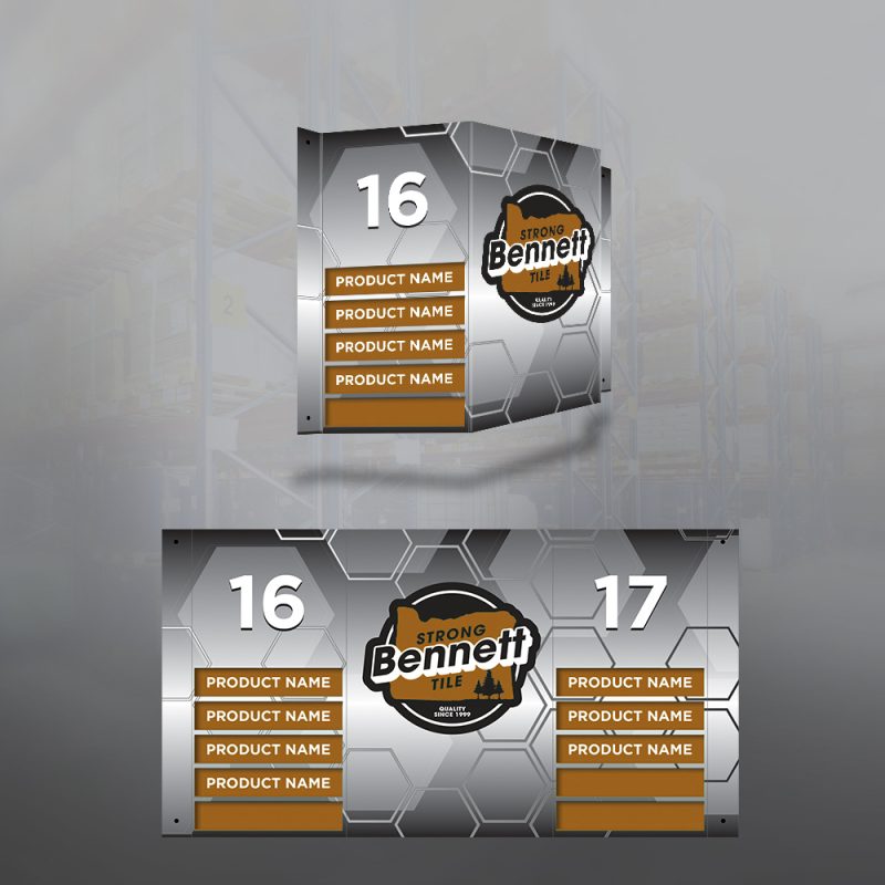 Geometric 3 Sided Warehouse Endcap Signs