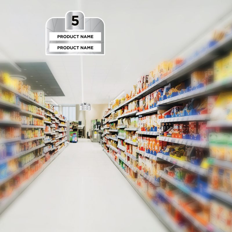 Radiant Reflections 2 Row Aisle Sign Clean and Clear Store Navigation