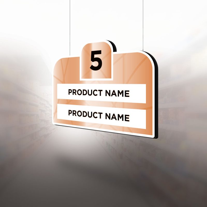 Radiant Reflections 2 Row Aisle Sign Clean and Clear Store Navigation