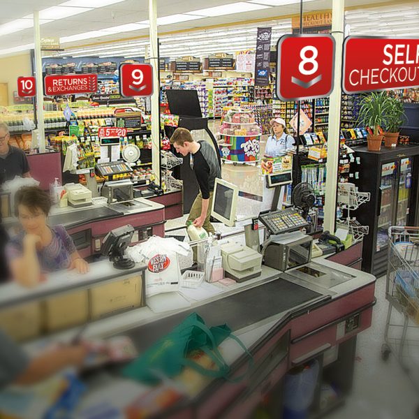 Block Checkout Lane Number Clear and Easy to Read Checkout Signage