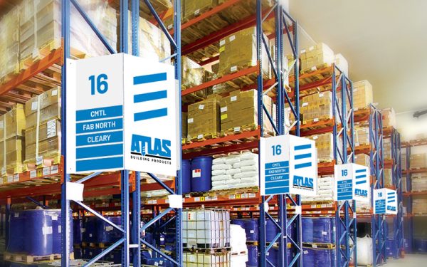 Warehouse Aisle Signs Designed for Atlas Bolt and Screw