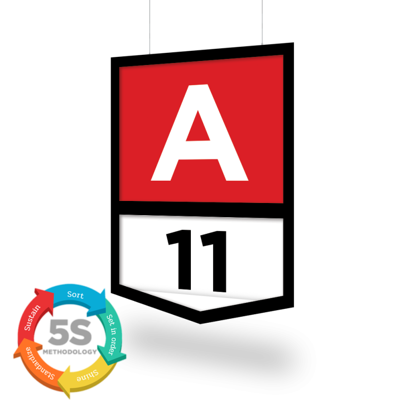 Elegant 5S Grid Warehouse Aisle Signs