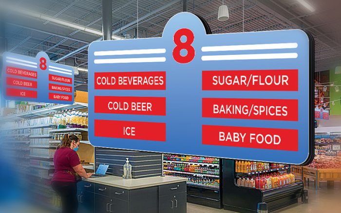 Lakeside Market Hanging Aisle Signage